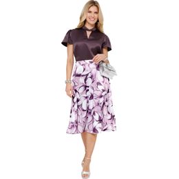 Damen Satinbluse mit Fl&uuml;gel&auml;rmeln aubergine, Gr&ouml;&szlig;e 40