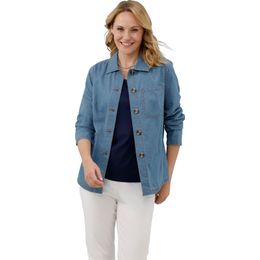 Damen Jeansjacke mit Brusttasche blue-bleached, Gr&ouml;&szlig;e 56
