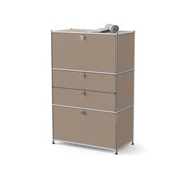 Tchibo - Kommode Metall &raquo;Cn3&laquo; mit 2 Klappenf&auml;chern und 2 Schubladen - 77x40x120,5cm - taupe - Stahl / Aluminium / Kunststoff