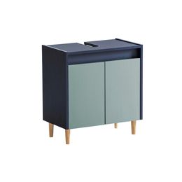 Tchibo - Waschbeckenunterschrank &raquo;Lovis&laquo; - 57x33x60cm - blau - Holz / Metall / Eschen-Massivholz