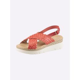 Heine Damen Sandalette, Rot, Gr. 37, Sandalen & Sandaletten, Material: Rindsleder