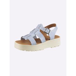 Heine Damen Sandalette, Blau, Gr. 41, Sandalen & Sandaletten, Material: Rindsleder