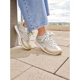 Heine Witt Damen Sneaker, wei&szlig;-goldfarben, Gr&ouml;&szlig;e 42