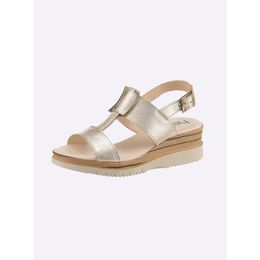 Heine Damen Sandalette, Goldfarben, Gr. 35, Sandalen & Sandaletten, Material: Rindnappa