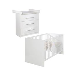 Roba Kinderzimmer-Set &raquo;Maren&laquo; mit schmaler Wickelkommode - 88,5x75x98,5cm - wei&szlig; - Holz / Metall