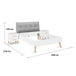 Rauch Bettanlage &raquo;Skandi&laquo; mit 2 Nachttischen - 248x219x109cm - braun -