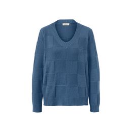 Tchibo - Pullover mit Karostruktur - Damen - Gr. L - blau