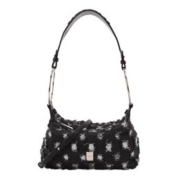 Replay Schultertasche Damen Gr&ouml;&szlig;e One Size black denim / silber