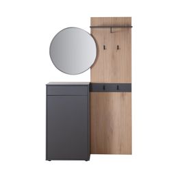 Roba Kompaktgarderobe &raquo;Salon&laquo; - 120x38x200cm - braun - Holz / Metall / Glas