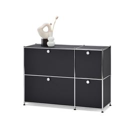 Tchibo - Sideboard &raquo;Cn3&laquo; mit 4 Klappen - 115,5x40x82,5cm - schwarz - Stahl / Aluminium / Kunststoff