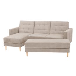 Tchibo - Federkern-Eckschlafsofa »Just More« mit Stauraumbank - 222x144x92cm - Polyester / Leder / Buchenholz