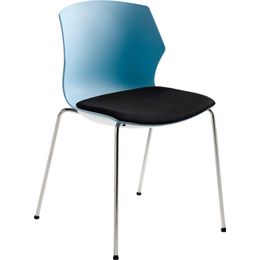 mayer Sitzm&ouml;bel Stapelstuhl MAYER SITZM&Ouml;BEL "Stapelstuhl myPRIMO", blau (graublau, schwarz, chrom), B:51cm H:80,5cm T:53cm, Polyester, Polypropylen, St&uuml;hle, Stapelstuhl, stapelbar