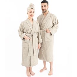 Bademantel HAMMETEX "Bademantel 100% Baumwolle Unisex, 400 GSM, Weich & Saugfähig" Gr. S, beige, L:122cm, Baumwolle, Hausmäntel, ideal für Sauna & Spa, Hotelbademantel, Morgenmantel