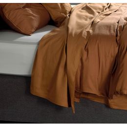 Bettlaken ZO HOME "Satinado", braun (cognac, braun), B:160cm L:290cm, Mako-Satin, Obermaterial: 100% Baumwolle, Bettlaken, Bettlaken, Laken aus 100% Baumwolle, hochwertiges Mako-Satin, Betttuch ab 90x200