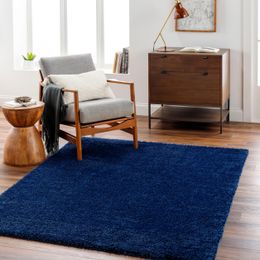 Hochflor-Teppich LIVABLISS "TRENTO", blau, B:200cm H:31mm L:275cm, Kunstfaser, Teppiche, Uni Farben Shaggy Teppich, Weich, Flauschig, Kuschelig, Schlafzimmer