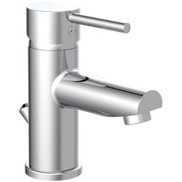 Sch&uuml;tte Waschtischarmatur SCH&Uuml;TTE "Altana", grau (chrom), B:2,7cm H:15,9cm T:15,5cm, Kunststoff, Messing, Metall, Armaturen, mit Zugstange, mit Ablaufgarnitur, Mischbatterie, Chrom