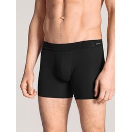 Boxer Calida "Evolution", Herren, Gr. S (46/48), schwarz, Single Jersey, Obermaterial: 95% Baumwolle, 5% Elasthan, unifarben, k&ouml;rpernah, Unterhosen, Logo-Schriftzug, Single Jersey, ohne Eingriff