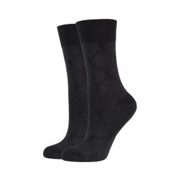 JOOP! Socken JOOP "Socken 2er Pack", Damen, Gr. 39/42, schwarz, 65% Baumwolle, 33% Polyamid, 2% Elasthan, bestickt, Socken Socken