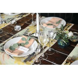 Platzset Adam "Tischset Jungle" Gr. 1, bunt (gelb,petrol), 13 Stk., Baumwolle, rechteckig, Obermaterial: 100% Baumwolle, Platzsets, Made in Germany, f&uuml;r 6 Personen