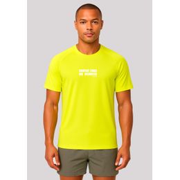 T-Shirt F4NT4STIC "Sports Comfort Zones Are Overrated T-Shirt", Damen, Gr. L, gelb (fluorescent gelb), Obermaterial: 100% Polyester, regular fit, Rundhals, ohne B&uuml;ndchen, Shirts T-Shirt, Sport Shirt