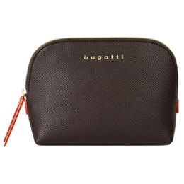 Kosmetiktasche Bugatti "ELLA", Damen, Gr. B/H/T: 21cm x 15cm x 3cm onesize, braun (dunkelbraun), Kunstfaser, leicht glänzend, unifarben, Taschen