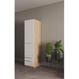 Kleiderschrank Priess "Schrank Garderobe Wäscheschrank Barcelona in 5 Breiten", weiß (eichefarben artisan, weiß), B:48cm H:193cm T:54cm, Holzwerkstoff, Schränke, viel Stauraum, geräumige Schubkästen, mit Spiegel, MADE IN GERMANY