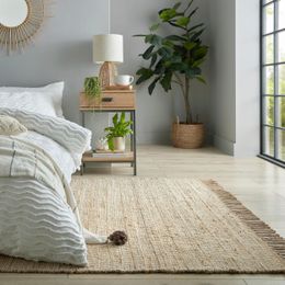 Teppich FLAIR RUGS "Levi, aus gewebter Jute", beige, B:80cm H:10mm L:150cm, Baumwolle, Jute, Kunstfaser, Teppiche, Teppich