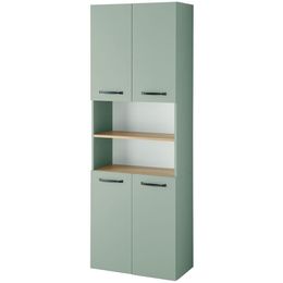 Hochschrank SAPHIR "Quickset 500, Badschrank 61,6 cm breit, 4 Türen", salbei nachbildung, B:61,6cm H:176cm T:32,2cm, Holzwerkstoff, Schränke, Hochschrank