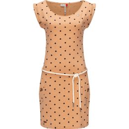 Sommerkleid Ragwear "Tag Dots", Damen, Gr. XL (42), Normalgrößen, beige, 100% Baumwolle, bequem ca. Mitte Oberschenkel, Rundhals, Ärmel ohne Ärmelschlitz krempelbar, Kleider, leichtes Baumwoll Kleid mit Pünktchen-Muster