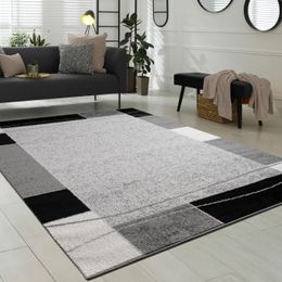 Teppich Paco Home "Sinai 054" Gr. 2, grau, B:80cm H:13mm L:150cm, Kunstfaser, Teppiche, Teppich, Kurzflor, mit Bord&uuml;re, Wohnzimmer & Schlafzimmer, Kundenliebling