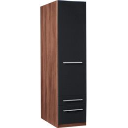 Kleiderschrank Priess "Schrank Garderobe Wäscheschrank Barcelona in 5 Breiten", schwarz (nussbaumfarben, schwarz), B:48cm H:193cm T:54cm, Holzwerkstoff, Schränke, viel Stauraum, geräumige Schubkästen, mit Spiegel, MADE IN GERMANY