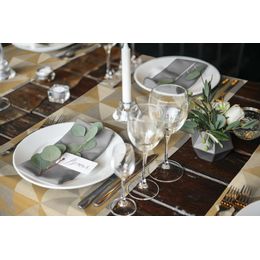 Platzset Adam "Tischset Bio Bel" Gr. 1, gelb (curry,dunkelgrau), 17 Stk., Baumwolle, rechteckig, Obermaterial: 100% Baumwolle, Platzsets, Made in Germany, f&uuml;r 8 Personen