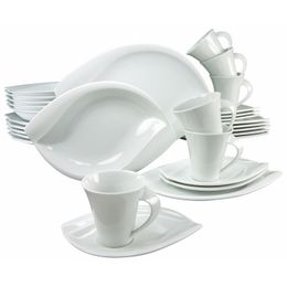 Kombiservice Creatable "Geschirr-Set ACACIA", weiß, 30 Stk., Porzellan, Geschirr-Sets, Kombiservice, Service, weiß, extravagantes Form, 30 Teile, für 6 Personen