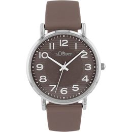 Quarzuhr s.Oliver, braun (taupe), Armbanduhren, Damen, Armbanduhr, Damenuhr, analog, Silikonarmband