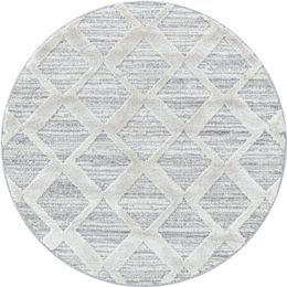 Teppich Ayyildiz Teppiche "PISA 4703", grau, H:20mm &Oslash;:200cm, Polypropylen (PP), Teppiche, Teppich, auch rechteckig, Hoch Tief Struktur, Wohnzimmer, Schlafzimmer