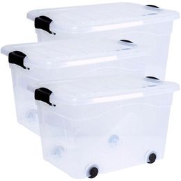Aufbewahrungsbox Siena Home "Anzio", transparent, B:40cm H:32cm T:53cm, Kunststoff, Aufbewahrungsboxen, Aufbewahrungsbox, mit Rollen, Kunststoff