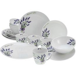 Kombiservice Creatable "Home Lavendel", lila (lavendel), 16 Stk., Porzellan, Geschirr-Sets, Lavendel-Dekor