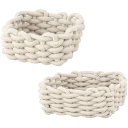 Sch&ouml;ner Wohnen Kollektion Aufbewahrungskorb "&raquo;Melara&laquo;", beige (natur), B:21,5cm H:7,5cm T:21,5cm, Baumwolle, Metall, Polyester, SCH&Ouml;NER WOHNEN-KOLLEKTION, Aufbewahrungsboxen, Badk&ouml;rbe aus Cotton Rope zur Aufbewahrung von Badutensilien, 2 Gr&ouml;&szlig;en