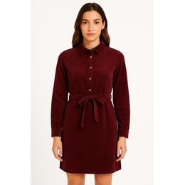 Cordkleid Only "ONLNESSA L/S CORD DRESS CC PNT", Damen, Gr. S, N-Gr, rot (cabernet), Obermaterial: 100% Baumwolle, unifarben, regular fit, Kleider