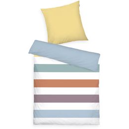 Bettw&auml;sche Tom Tailor HOME "COLORED STRIPES in Gr. 135x200cm, 155x220cm, 200x220cm oder 100x135cm", bunt (multi colour), B/L: 135cm x 200cm, 1 Stk., 1 Stk., Renforc&eacute;, B/L: 80cm x 80cm, 2 Stk., Renforc&eacute;, Obermaterial: 100% Baumwolle, Bettw&auml;sche, Bettw&auml;sche, new bedroom, gewebtes Label
