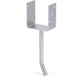 U-Pfostentr&auml;ger Alberts, silber (silberfarben), B:9,1cm, Edelstahl, Bodenanker, mit Betonanker aus Rundstahl, Breite 91 mm, L&auml;nge Betonanker 200 mm