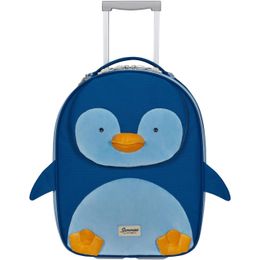 Kinderkoffer Samsonite "Happy Sammies ECO, Penguin Peter", Gr. B/H/T: 36cm x 45cm x 23,5cm 22,5 l, blau (penguin peter), Polyester, festlich, Koffer, Kinderreisekoffer Handgepäck Reisekoffer Trolley
