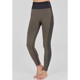 ENDURANCE ATHLECIA Trainingstights ATHLECIA "Powerfull", Damen, Gr. S/M, US-Gr&ouml;&szlig;en, gr&uuml;n (gr&uuml;n, braun), 59% Nylon, 30% Polyester, 11% Elasthan, mehrfarbig, Hosen, mit flachen N&auml;hten
