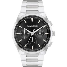 Multifunktionsuhr Calvin Klein "ARCHITECTURAL MULTI", silber (silberfarben, schwarz), Armbanduhren, Herren, Quarzuhr, Armbanduhr, Herrenuhr, Datum, Edelstahlarmband