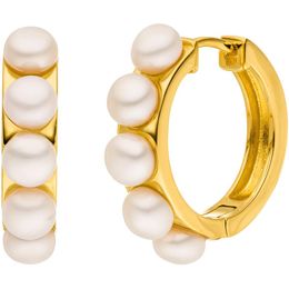 Paar Creolen ADRIANA "Schmuck Geschenk Silber 925 Ohrringe Ravello", gold (gelbgoldfarben, wei&szlig;), Ohrringe, Damen, 4mm, Perlen Silber 925 (Sterlingsilber), Perlen, Silber 925 (Sterlingsilber), Made in Germany - mit S&uuml;&szlig;wasserzuchtperle