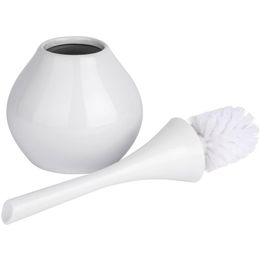 WC-Garnitur Wenko "Flakon", wei&szlig;, L:17cm, Keramik, Kunststoff, Reinigungsb&uuml;rsten, B&uuml;rstenkopf-Durchmesser 6,5 cm