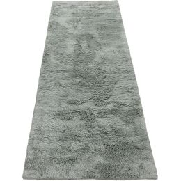 Hochflor-Teppich CarpetFine "Silky, auch als L&auml;ufer erh&auml;ltlich", gr&uuml;n, B:75cm H:20mm L:240cm, Mikropolyester, Teppiche, Shaggy, Langflor, uni, besonders weich, Handarbeit