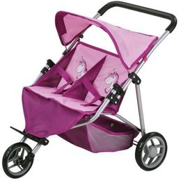 Puppen-Zwillingsbuggy KNORRTOYS "Duo - UMA. Das Einhorn", rosa (uma. das einhorn, rosa), Puppenwagen, KinderB:64cm H:55cm T:48cm, Kunststoff, Metall, Stoff, B:64cm H:55cm T:48cm