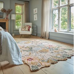 Wollteppich FLAIR RUGS "Daphne Floral, 100% Wolle", pink, B:160cm H:10mm L:230cm, Wolle, Teppiche, organischen Blumenmotive, Wohnzimmer, Schlafzimmer, Esszimmer