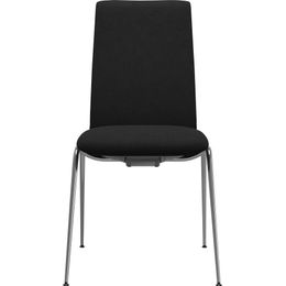 Polsterstuhl stressless "Laurel", schwarz (schwarz dinamica, chrom gl&auml;nzend), B:57cm H:92cm T:59cm, Microfaser DINAMICA (88% Polyester, 12% Polyurethan), St&uuml;hle, Polsterstuhl Esszimmerstuhl 4-Fu&szlig;-Stuhl, Low Back, Gr&ouml;&szlig;e M, mit Beinen aus Stahl in Chrom gl&auml;nzend